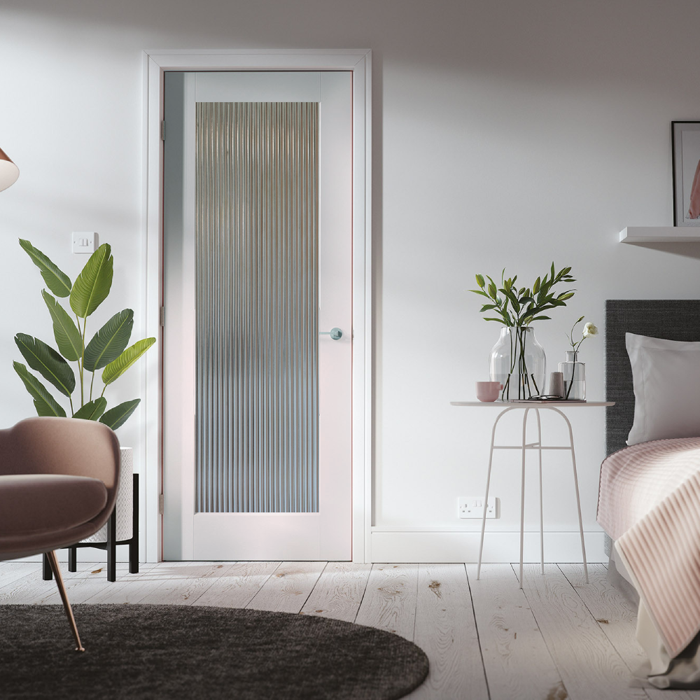 Shaker White Primed Internal Wooden Reeded Glass WC15GR - BPM SUPPLIES